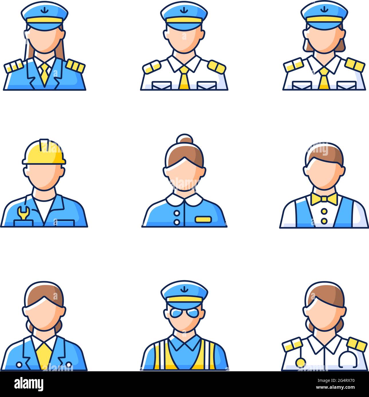 Ship staff RGB color icons set Stock Vector Image & Art - Alamy
