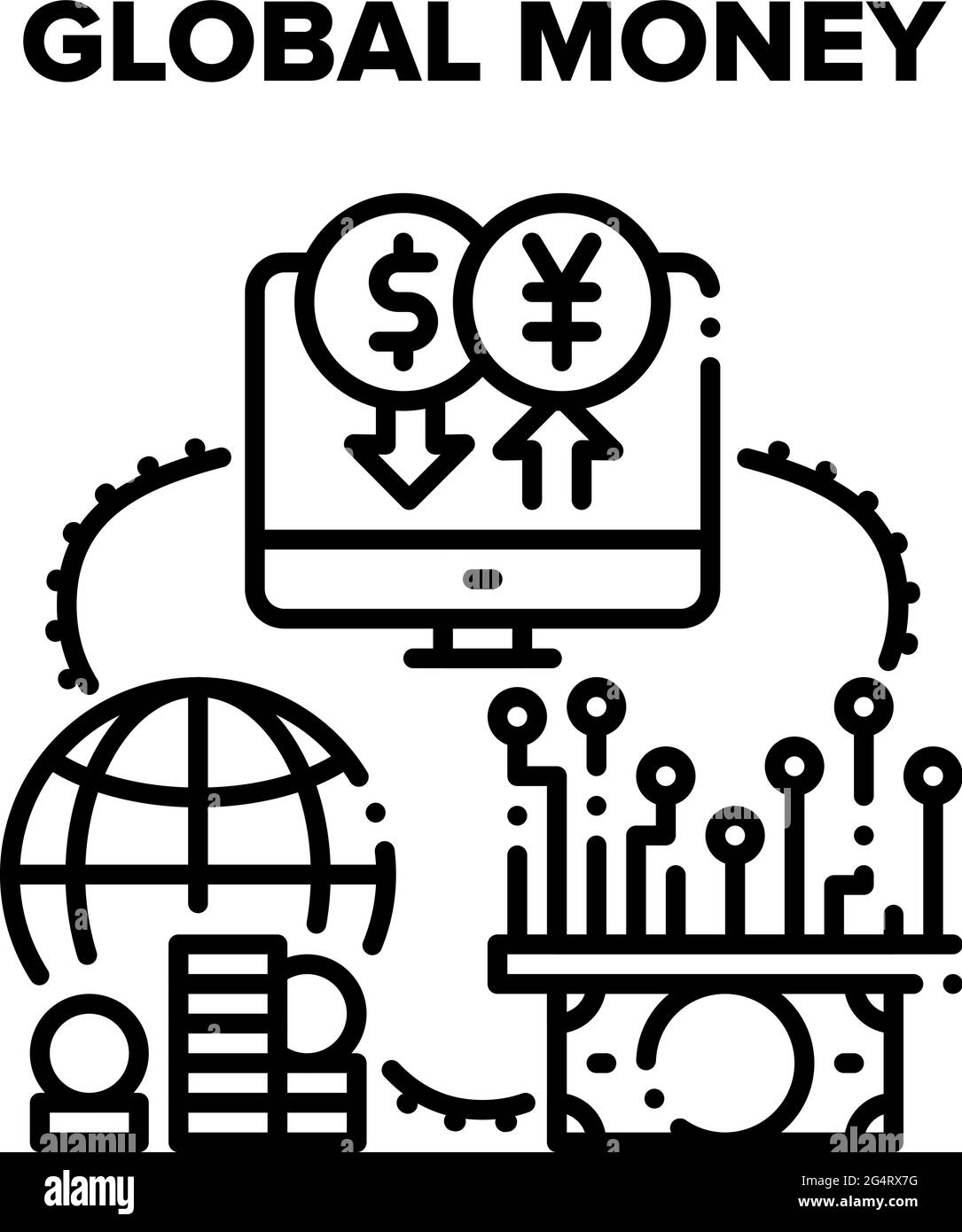 Global Money Vector Black Illustration Stock Vector Image & Art - Alamy
