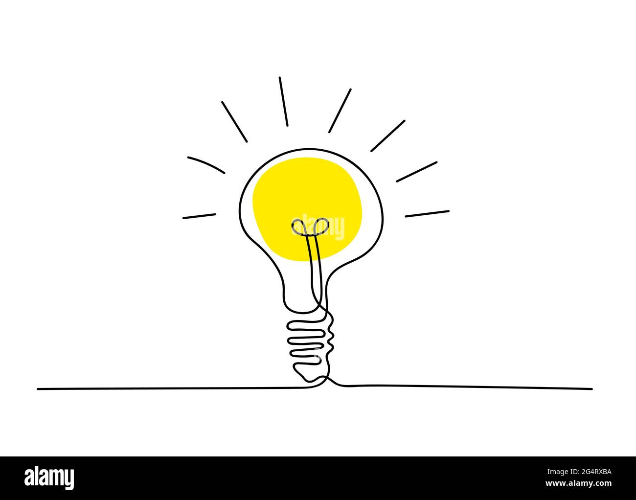 Continuous line light bulb. Single path drawing. Vector illustration ...