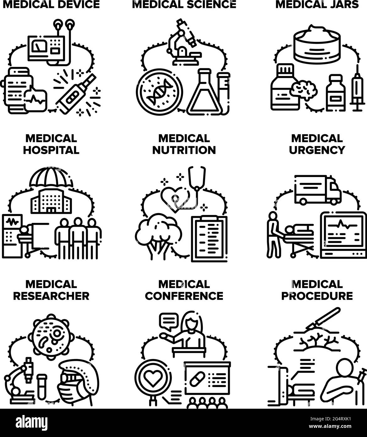 Medical Science Set Icons Vector Illustrations Stock Vector Image & Art ...