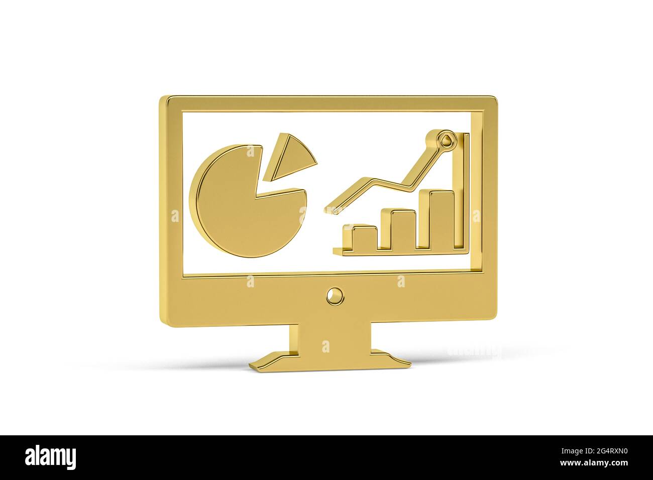 Golden 3d graph icon isolated on white background - 3d render Stock ...