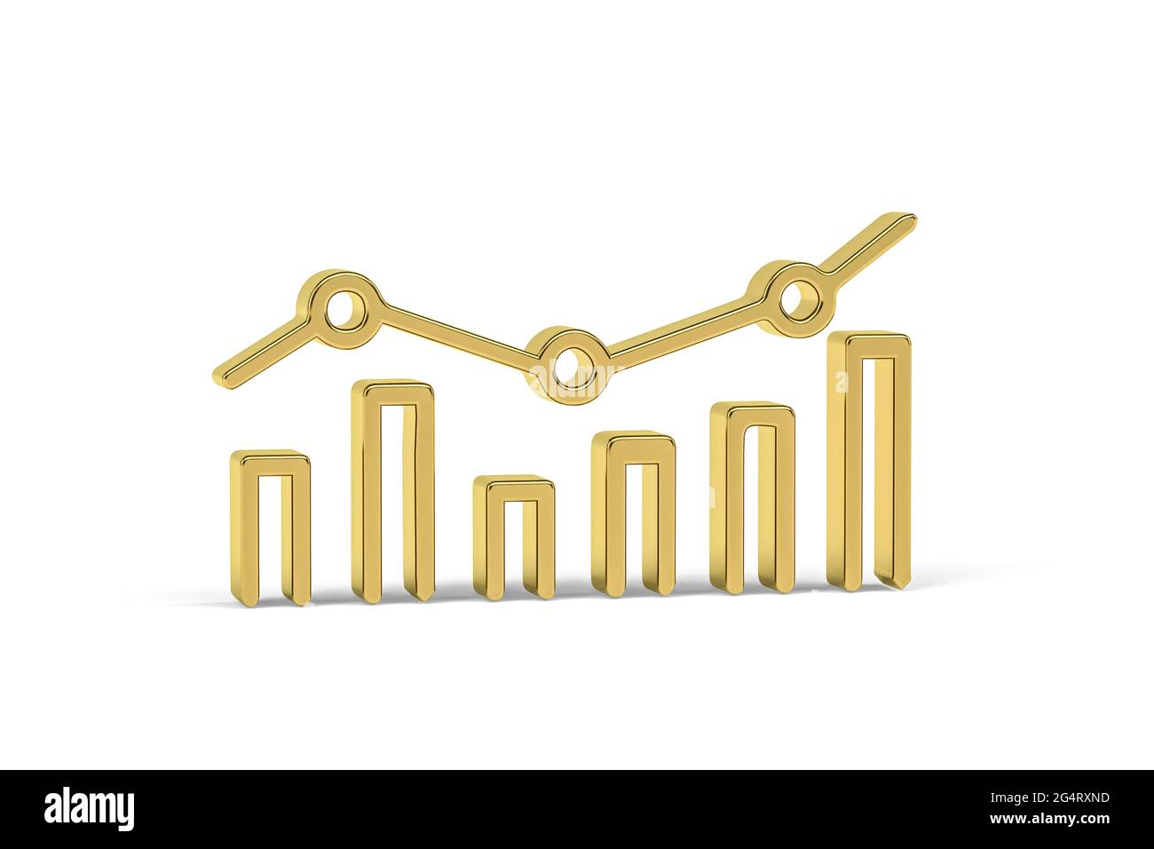 Golden 3d graph icon isolated on white background - 3d render Stock ...