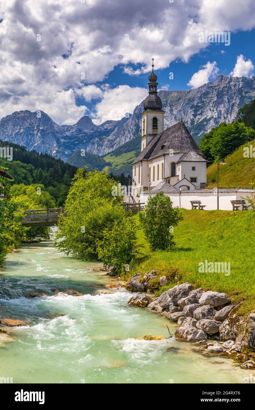 Parish Church of St. Sebastian in the village of Ramsau, Nationalpark ...