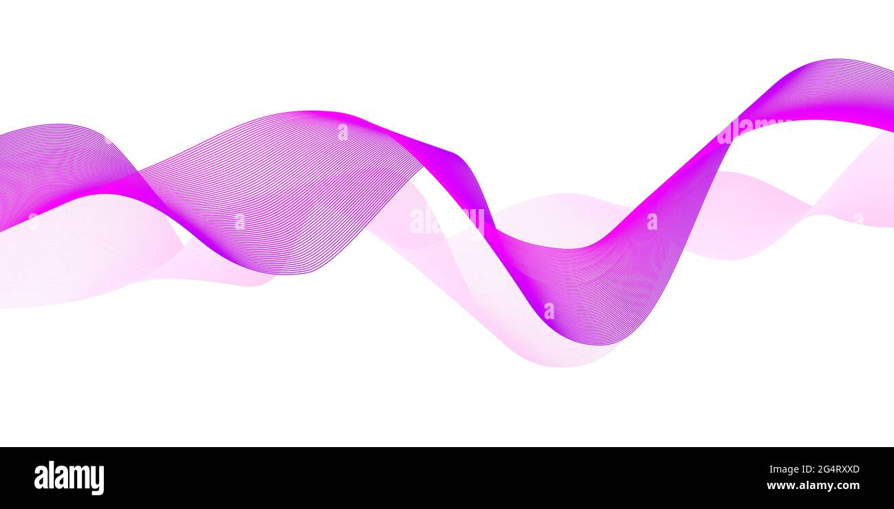 Abstract music wave of many lines. Curve colored lines on white ...