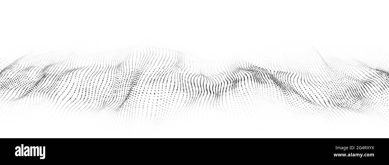 Vector abstract white futuristic background. Big data visualization. Digital dynamic wave of ...