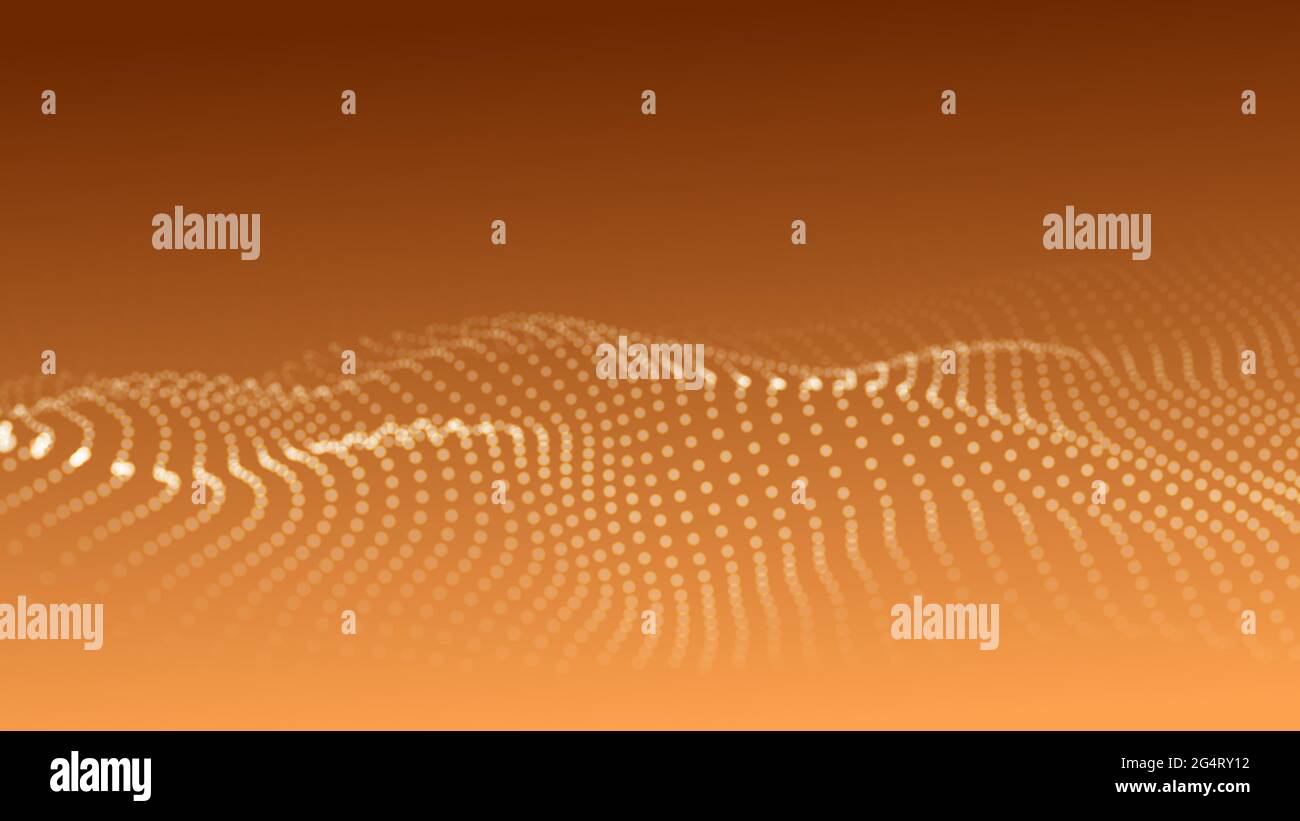 Abstract digital background of glow particles. Color music sound wave ...