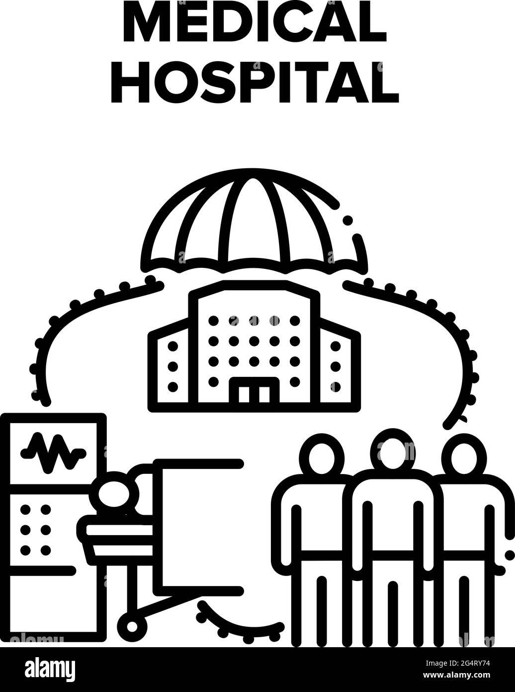 Medical Hospital Vector Black Illustration Stock Vector Image & Art - Alamy