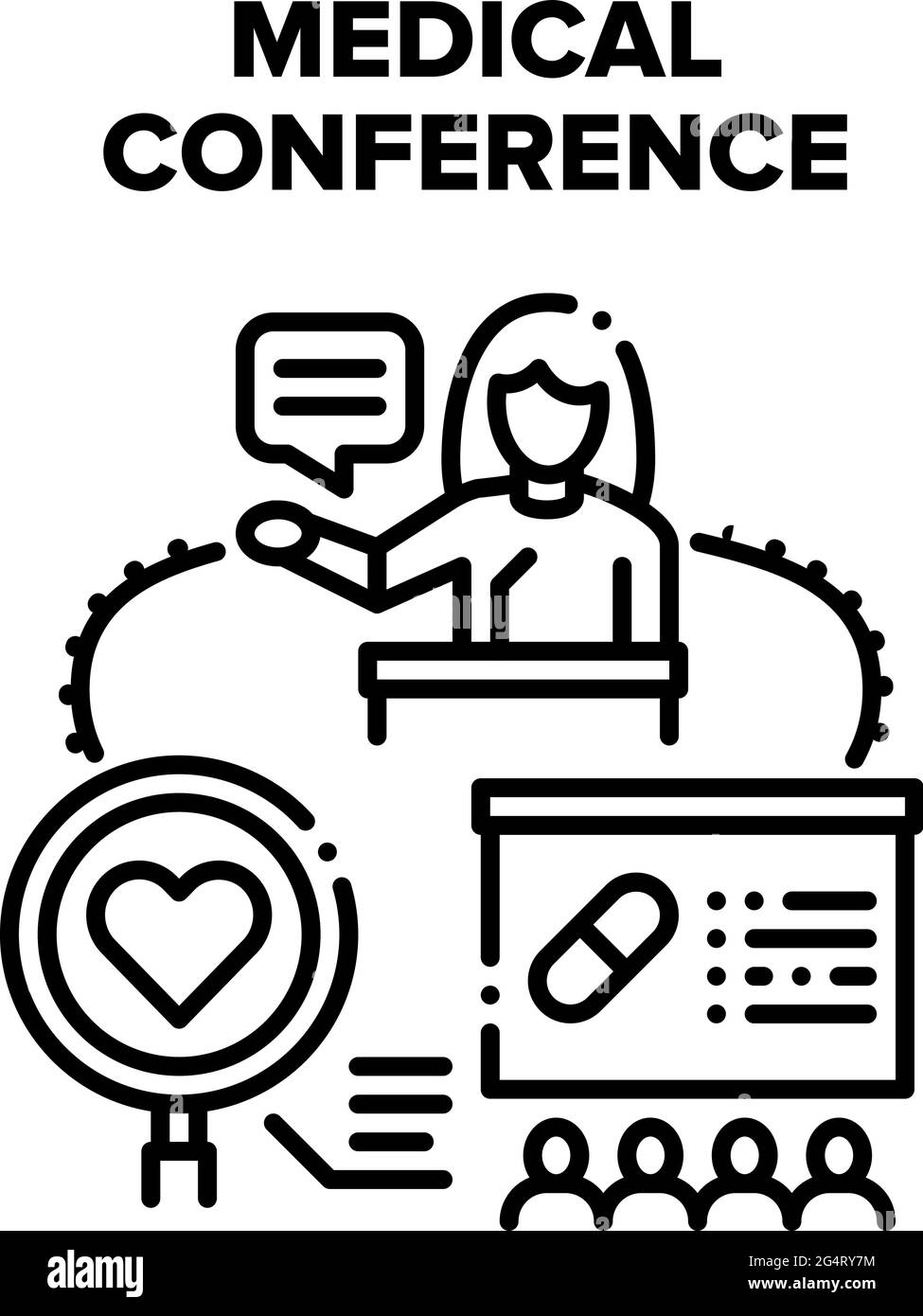 Medical Conference Meeting Vector Black Illustration Stock Vector Image ...