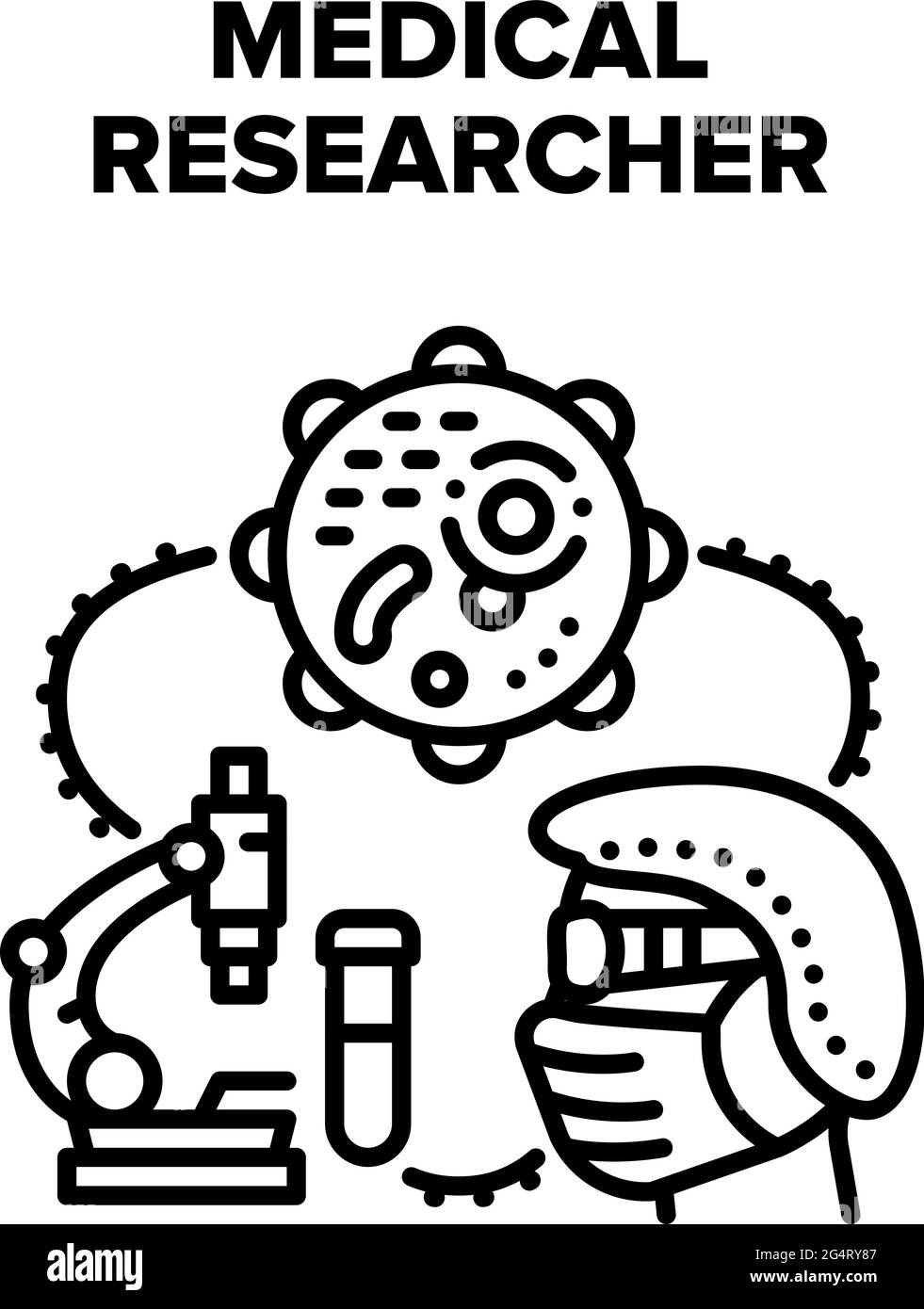 Lab researcher microscope Black and White Stock Photos & Images - Alamy