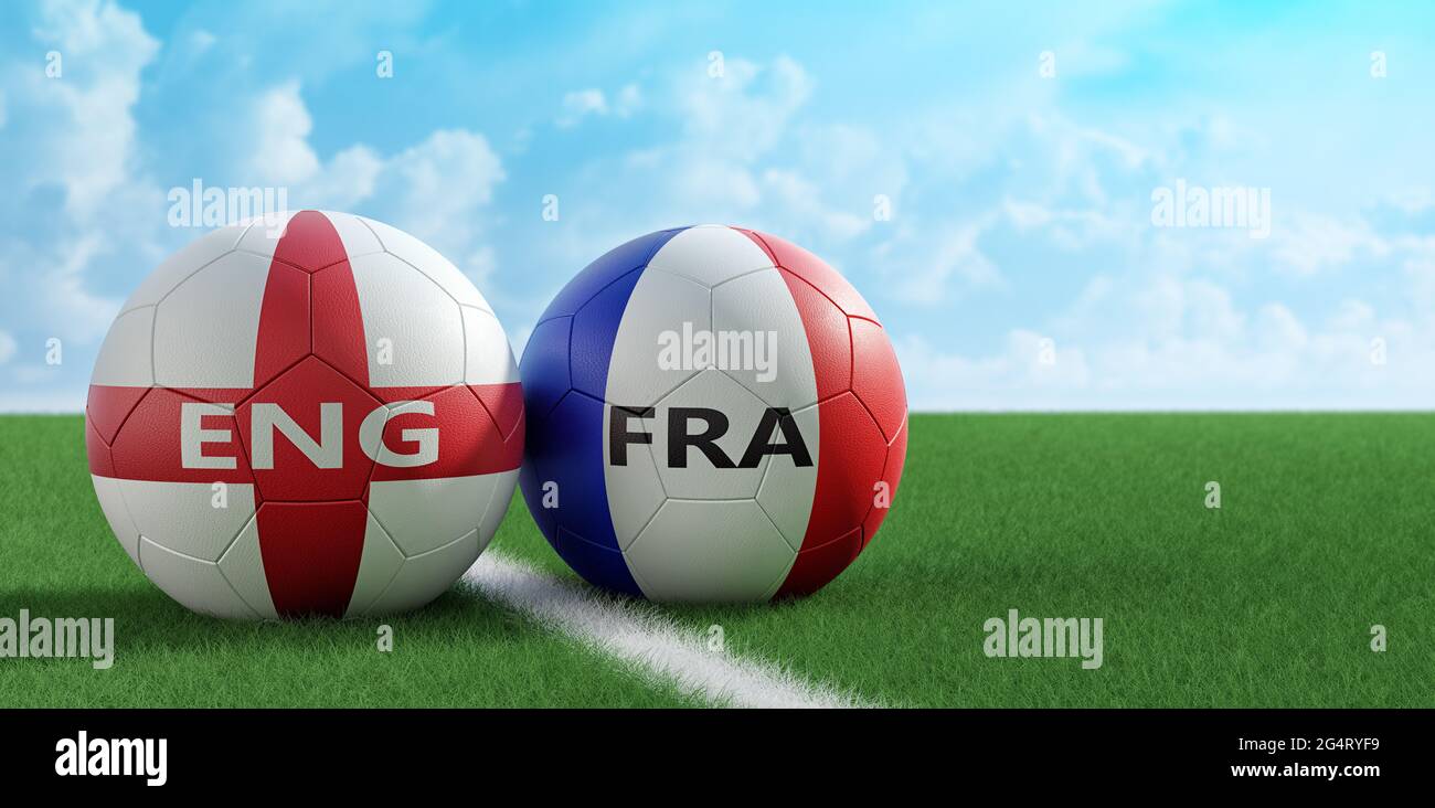 England vs. France Soccer Match - Leather balls in England and France ...