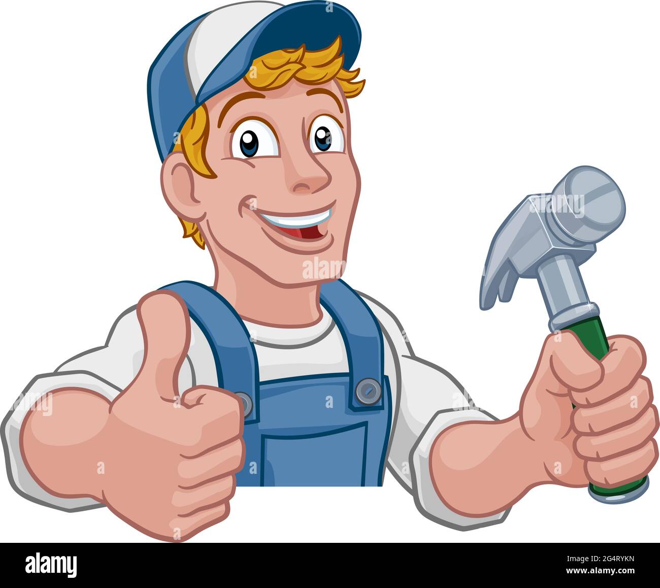 Handyman Hammer Cartoon Man DIY Carpenter Builder Stock Vector Image ...
