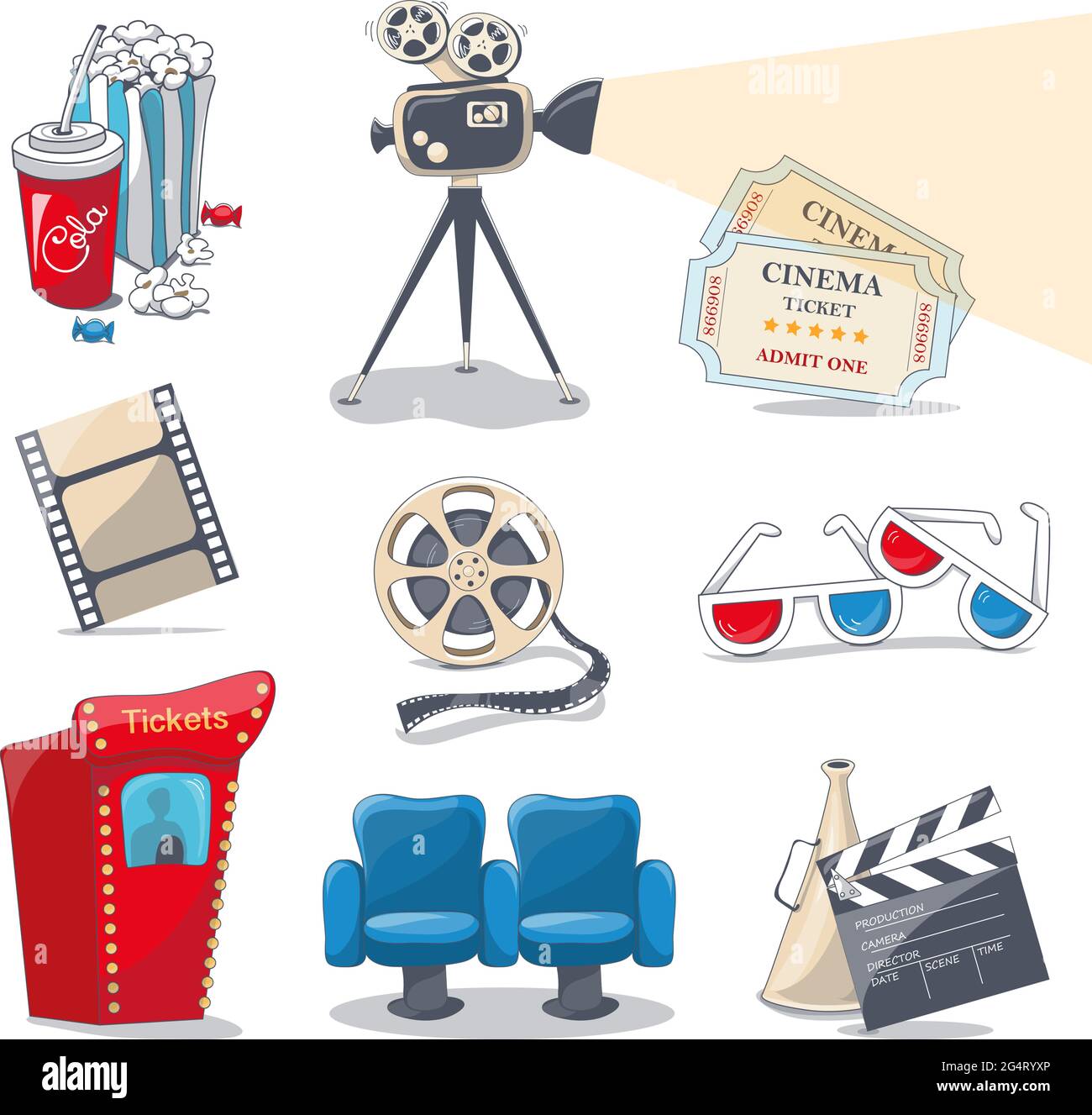 Icons cinema set with nine vector elements Stock Vector Image & Art - Alamy