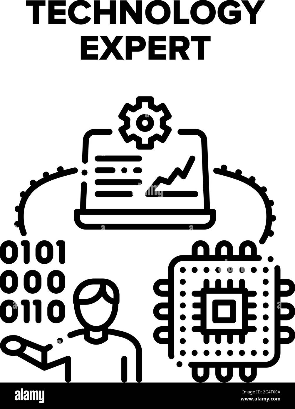 Technology Expert Support Vector Black Illustration Stock Vector Image ...