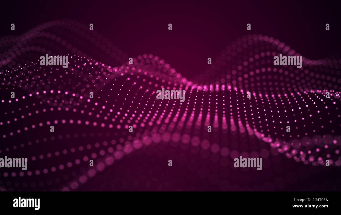 Digital dynamic wave of particles. Abstract futuristic dots background. Big data visualization ...