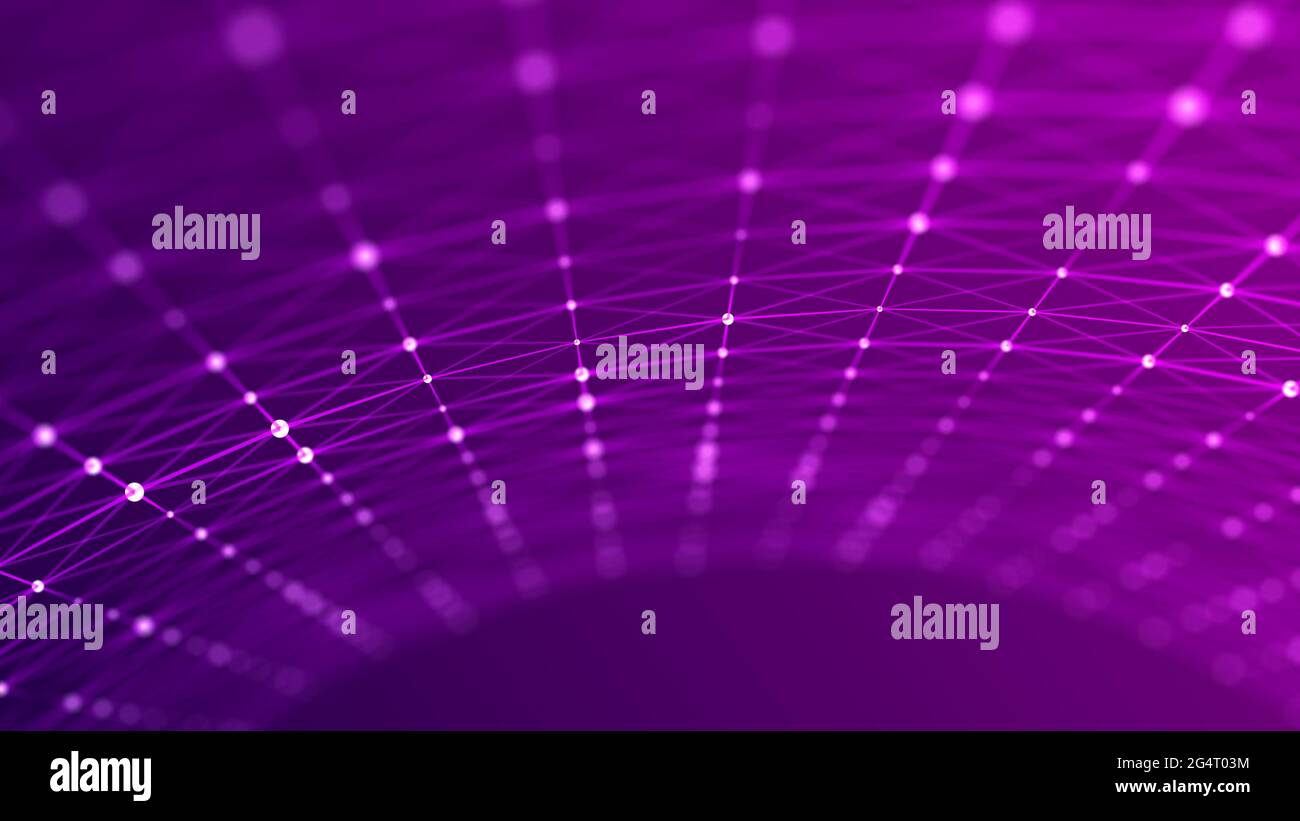 Abstract futuristic dynamic background. Network connection structure with dots and lines. Big ...