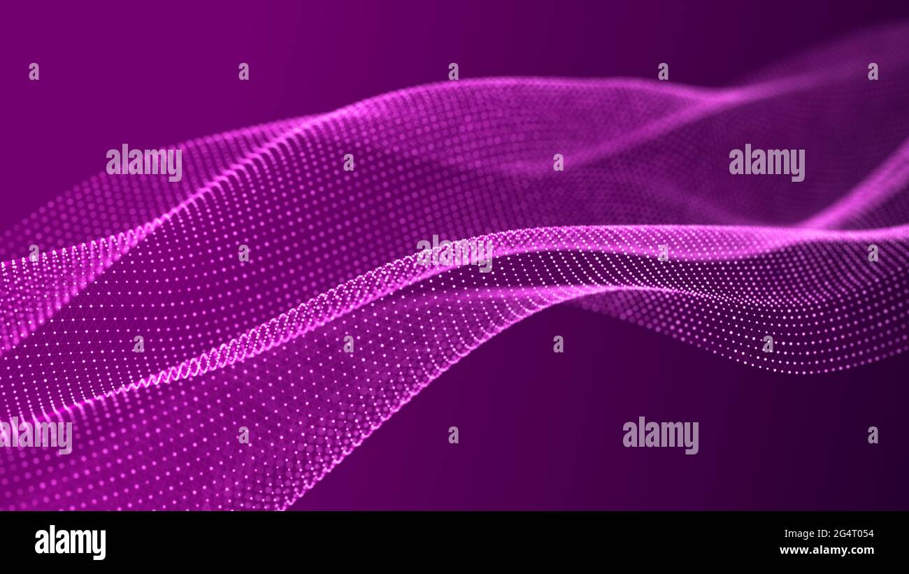 Digital dynamic wave of particles. Abstract futuristic dots background. Big data visualization ...