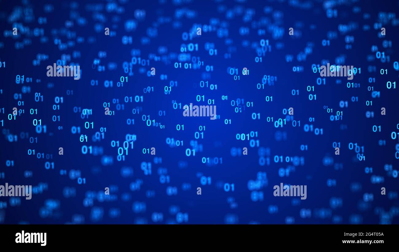 Abstract Matrix Background Digital Cyberspace With Stream Of Data Big Data Visualization Blue