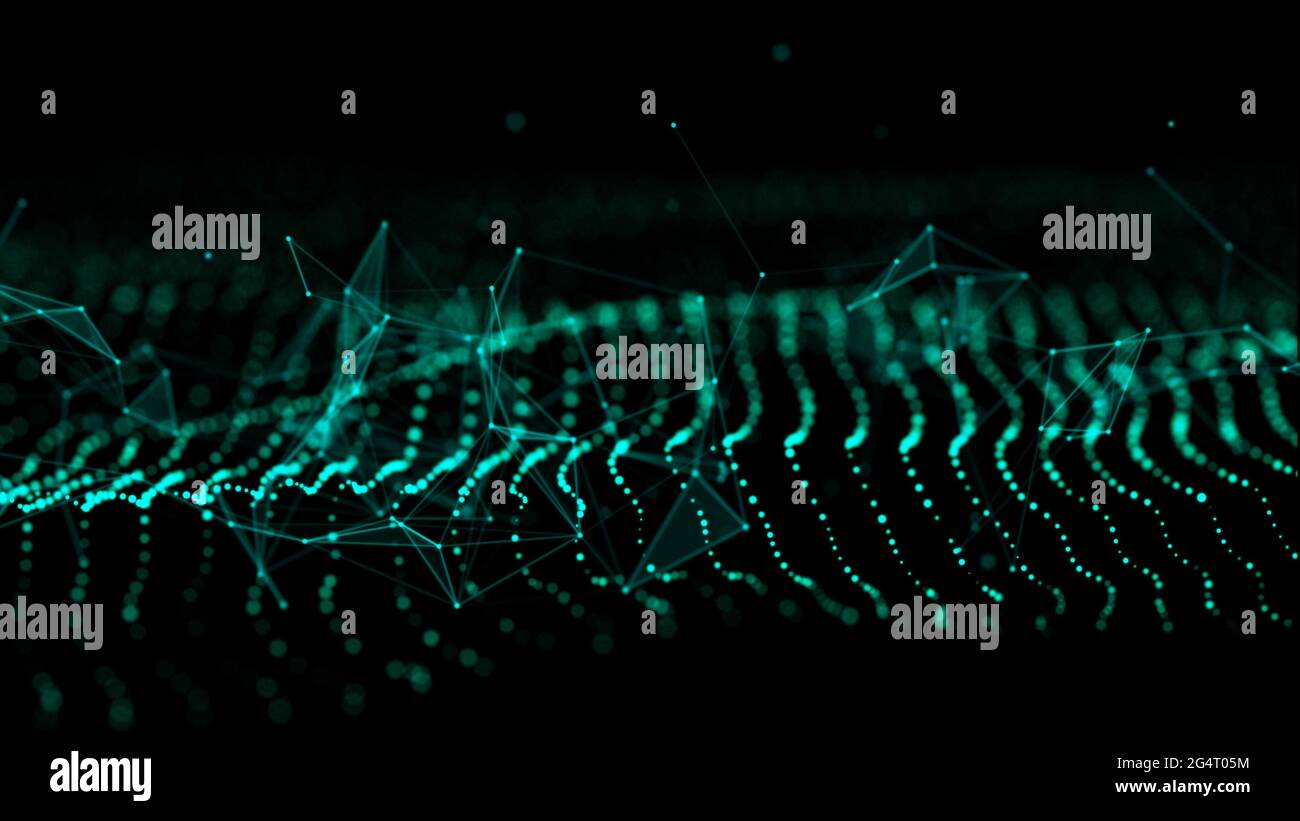 Digital dynamic wave. Network connection structure with dots and lines ...