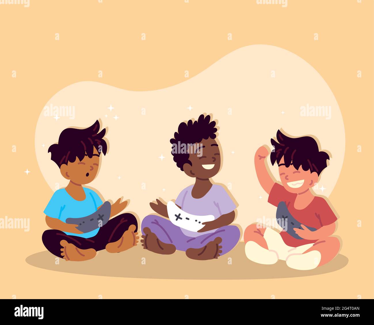 happy kids with control video game Stock Vector Image & Art - Alamy