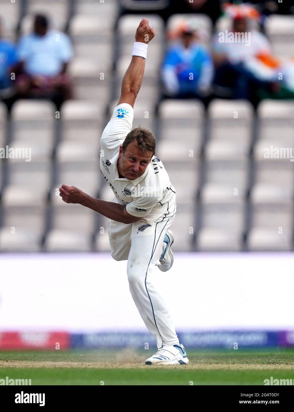 New Zealand's Neil Wagner bowling during day six of the ICC World Test ...
