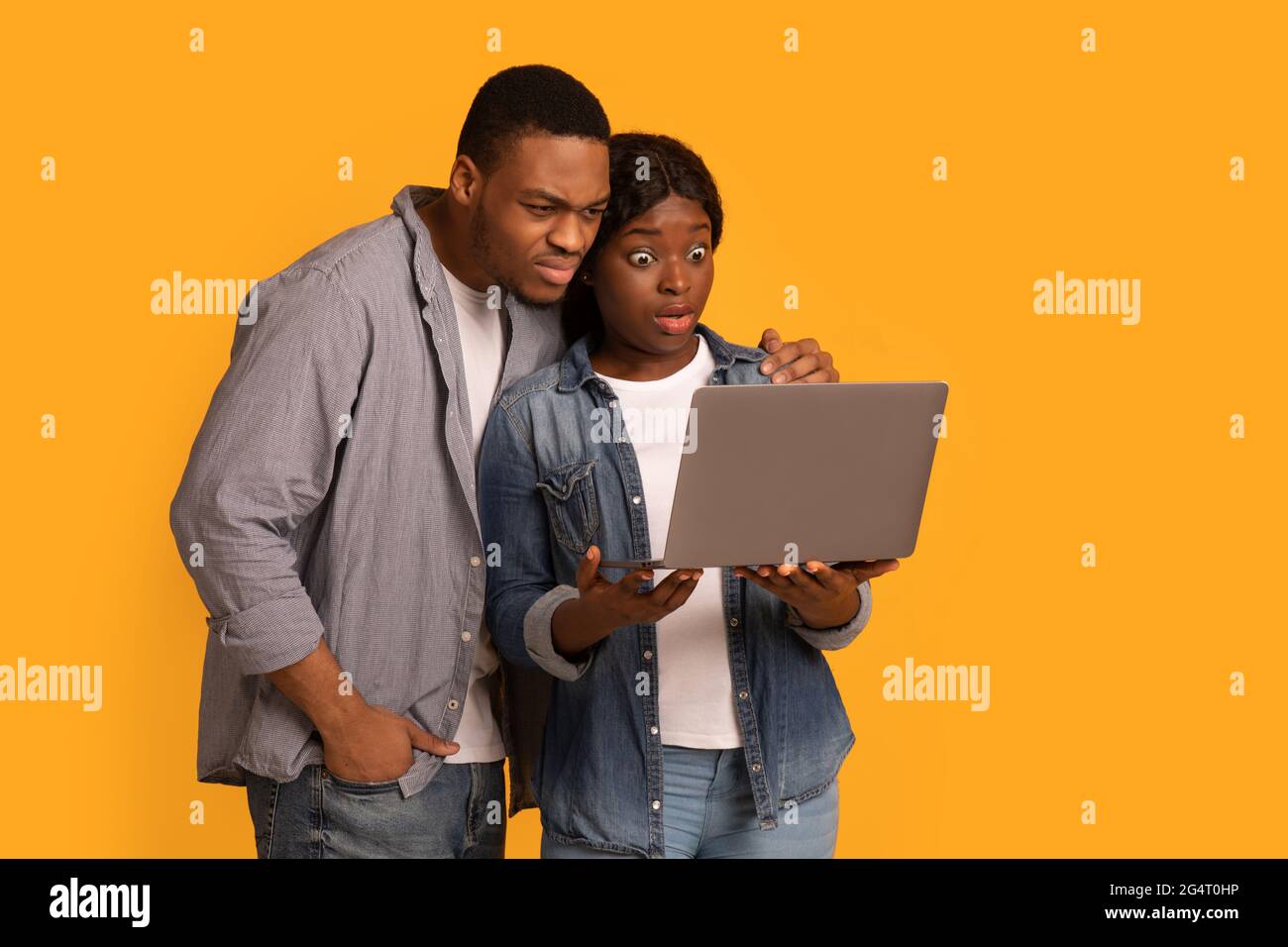 Amazed woman shocked laptop isolated hi-res stock photography and ...