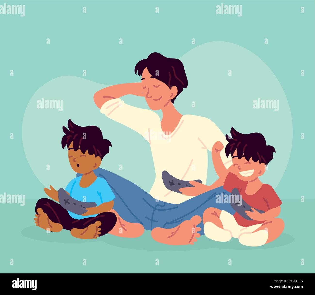 man and kids with gamepad Stock Vector Image & Art - Alamy