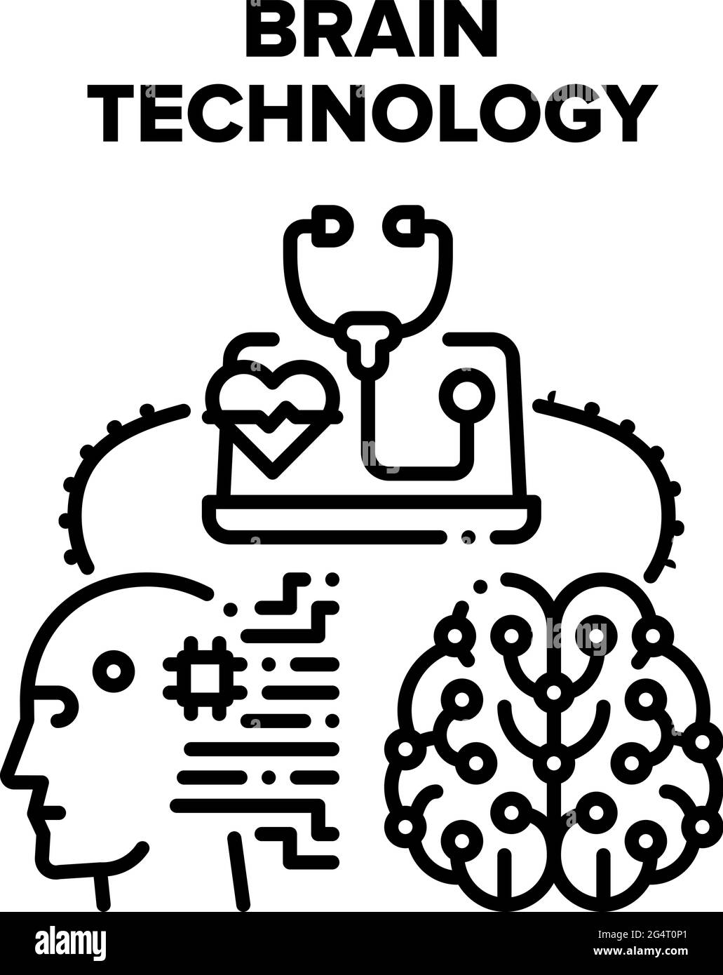 Brain Technology Vector Black Illustration Stock Vector Image & Art - Alamy