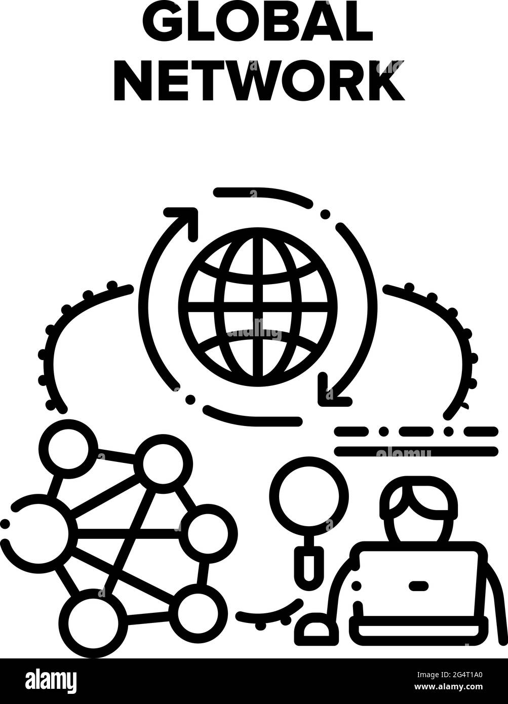 Global Network Vector Black Illustration Stock Vector Image & Art - Alamy