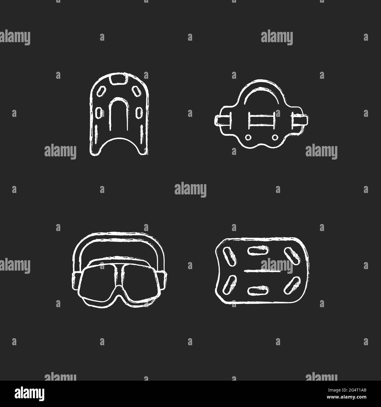 Swimming pool supplies chalk white icons set on dark background Stock ...