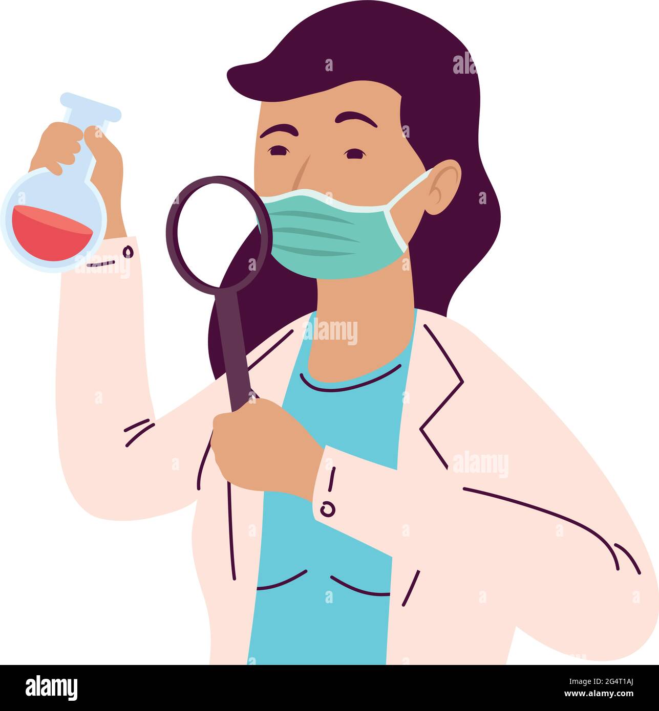 female scientist laboratory biologist glass Stock Vector Image & Art ...