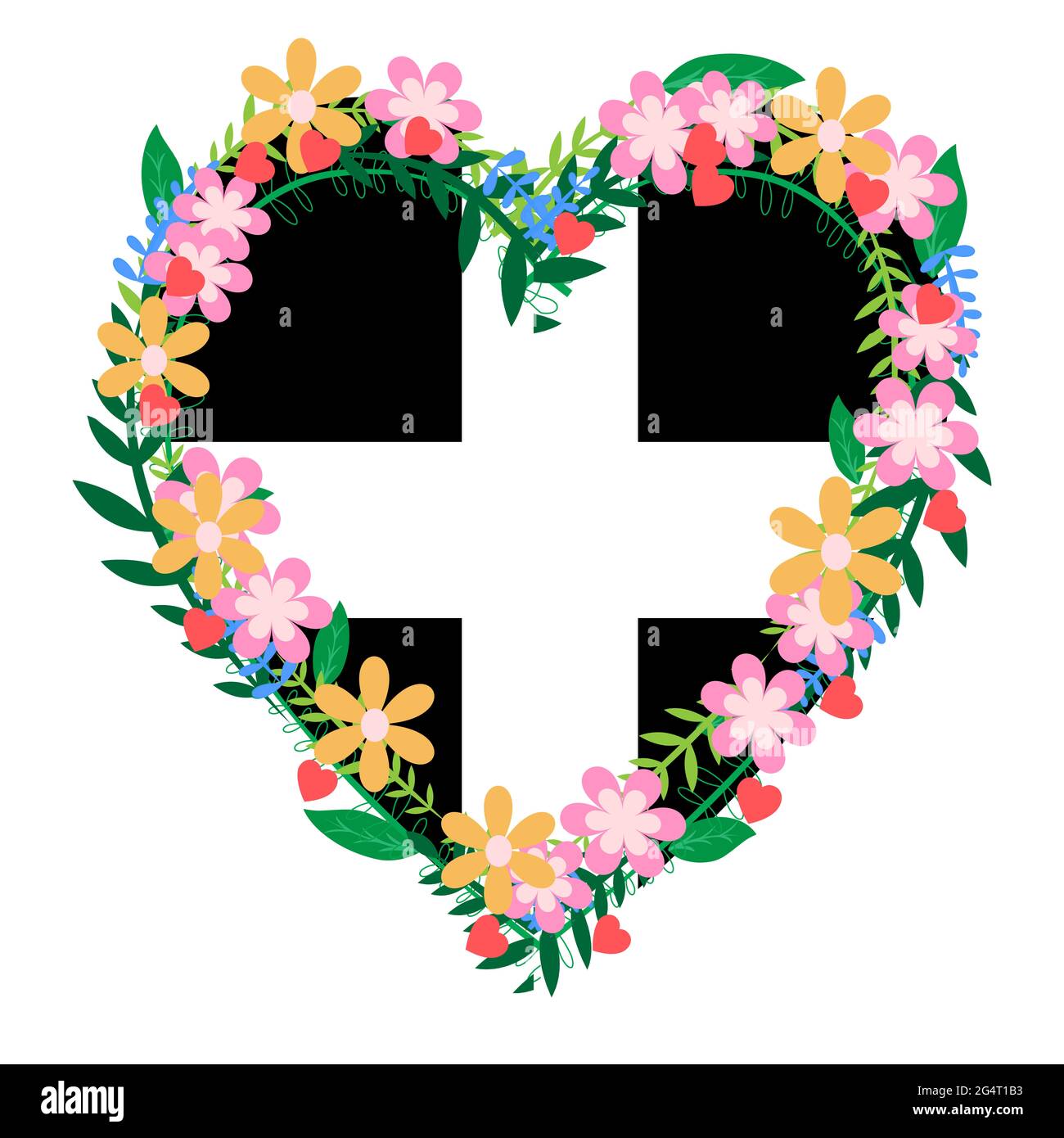 Floral wreath with heart hi-res stock photography and images - Alamy