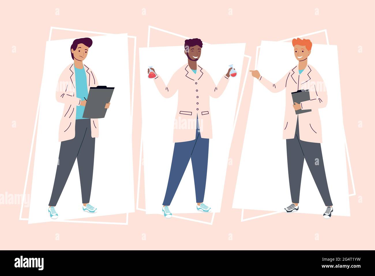 three laboratory male workers staff characters Stock Vector Image & Art ...