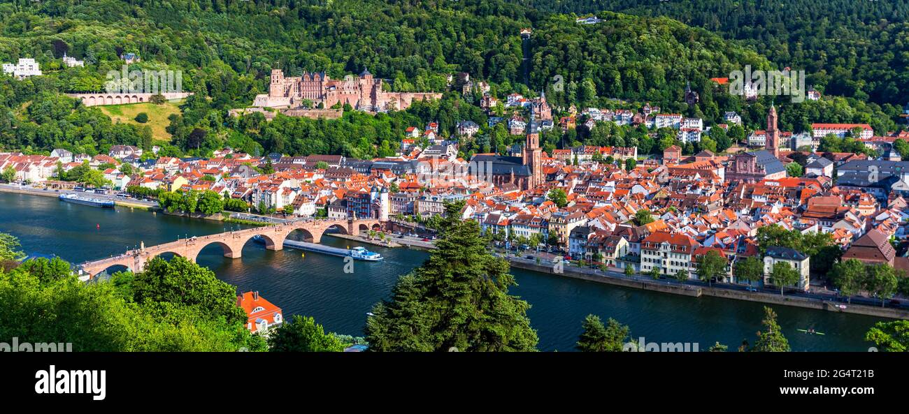 Landmark and beautiful Heidelberg town with Neckar river, Germany ...