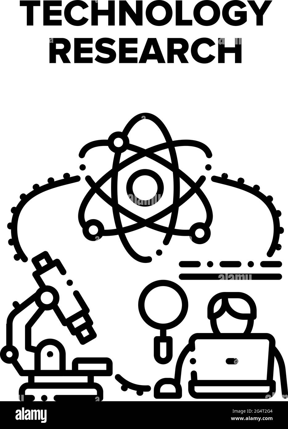 Technology Research Science Vector Black Illustration Stock Vector ...
