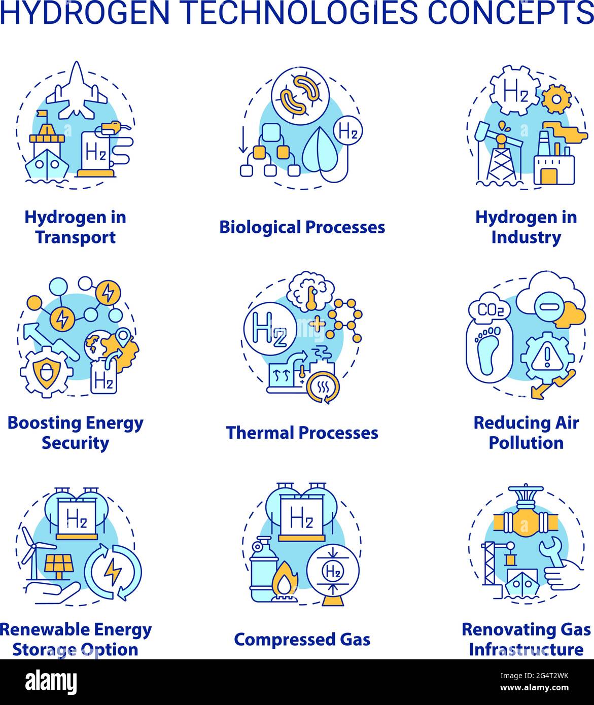 Hydrogen technologies concept icons set Stock Vector Image & Art - Alamy