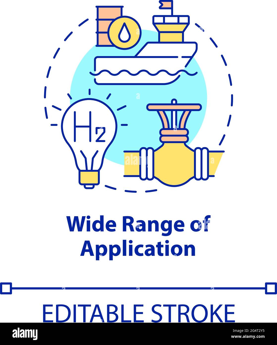 Wide application range for hydrogen concept icon Stock Vector Image ...