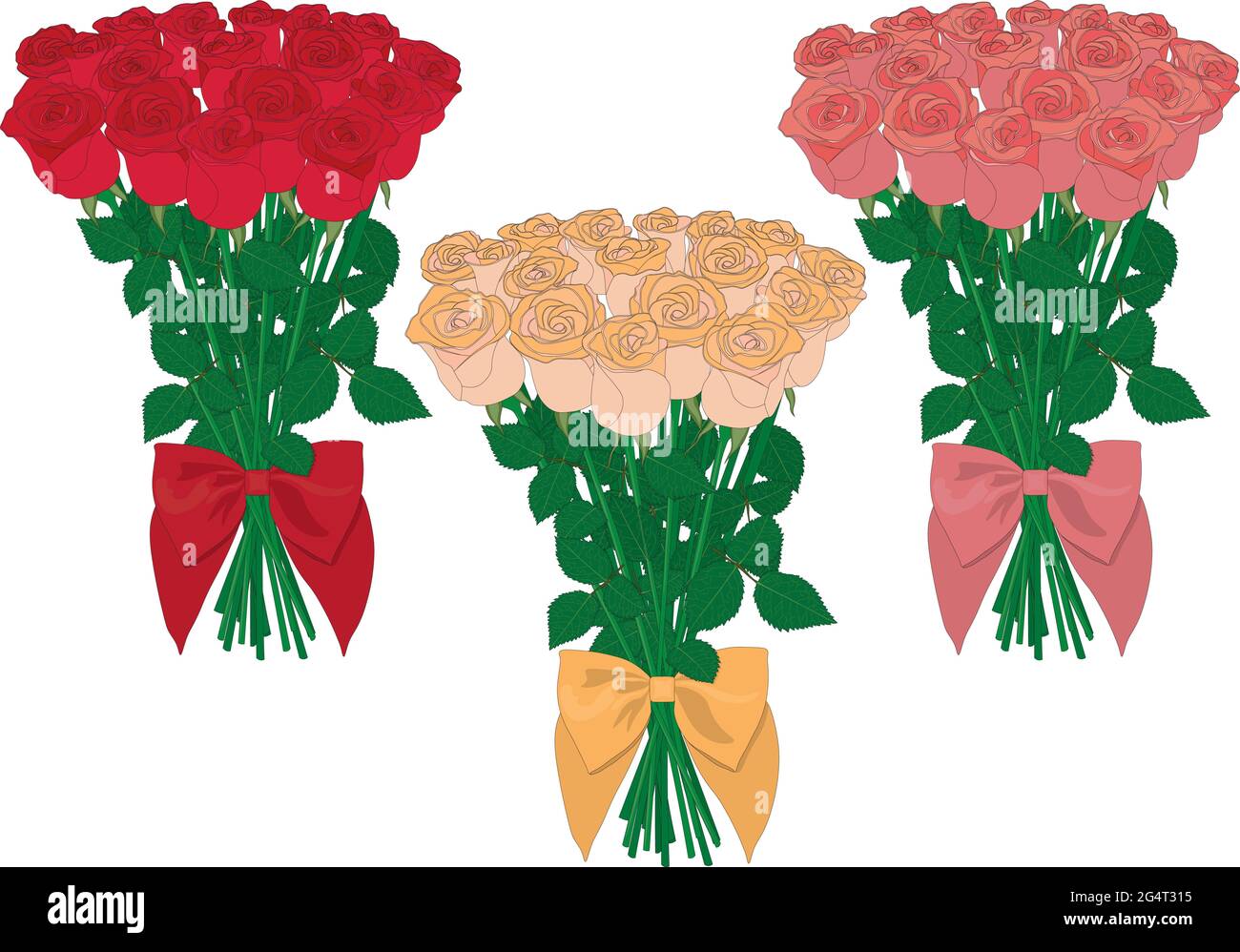 Red rose bouquets Stock Vector Images - Alamy