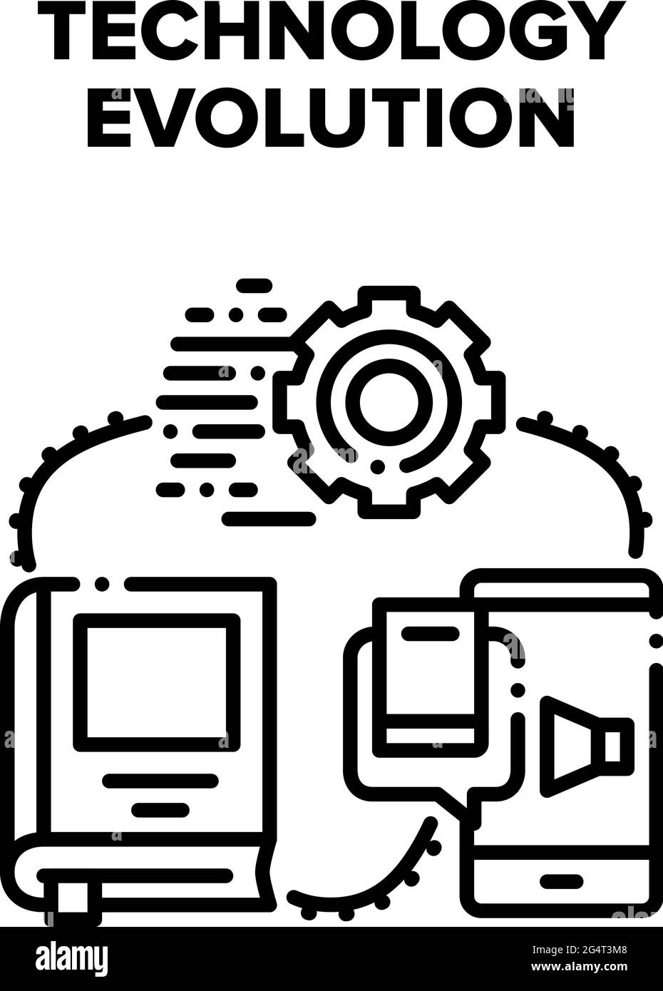 Technology Evolution Progress Vector Black Illustration Stock Vector ...