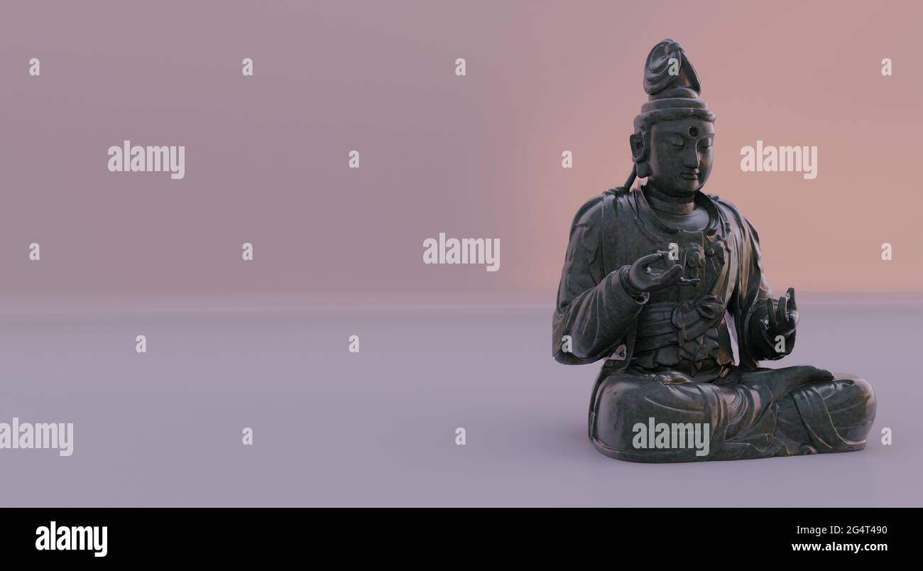 Seated Bodhisattva Guanyin 12th Century Statue Digitally Rendered with ...
