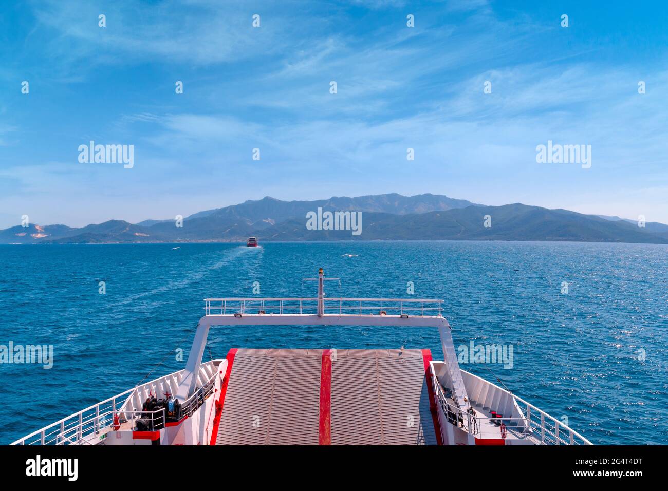 Big ferry boat in the Mediterranean sea with blue sky Stock Photo - Alamy