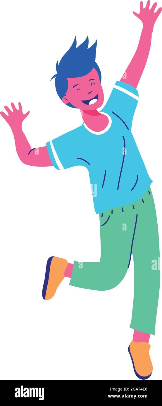 Boy jumping profile Cut Out Stock Images & Pictures - Alamy