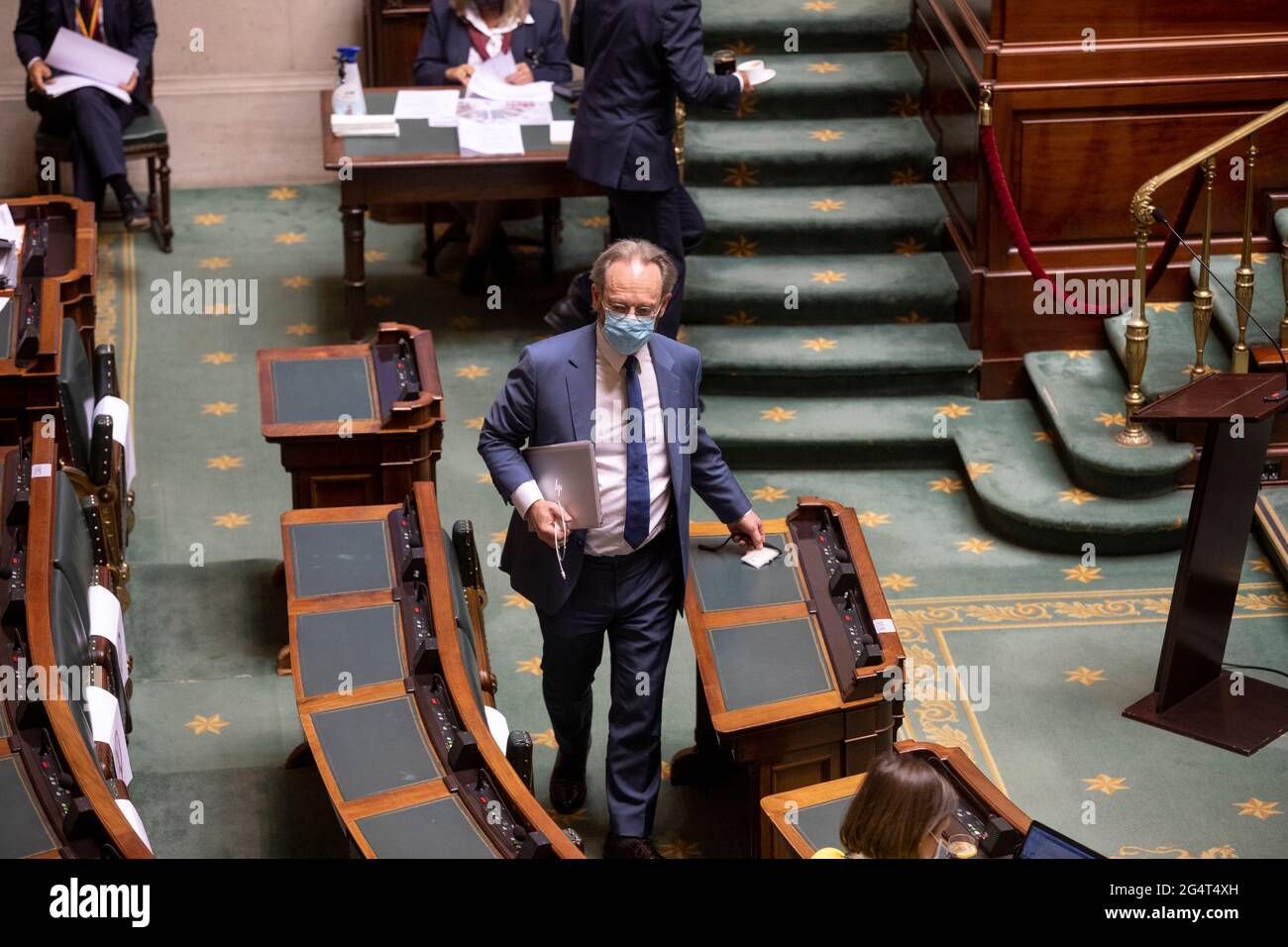 N-VA's Peter De Roover pictured during a plenary session of the chamber ...