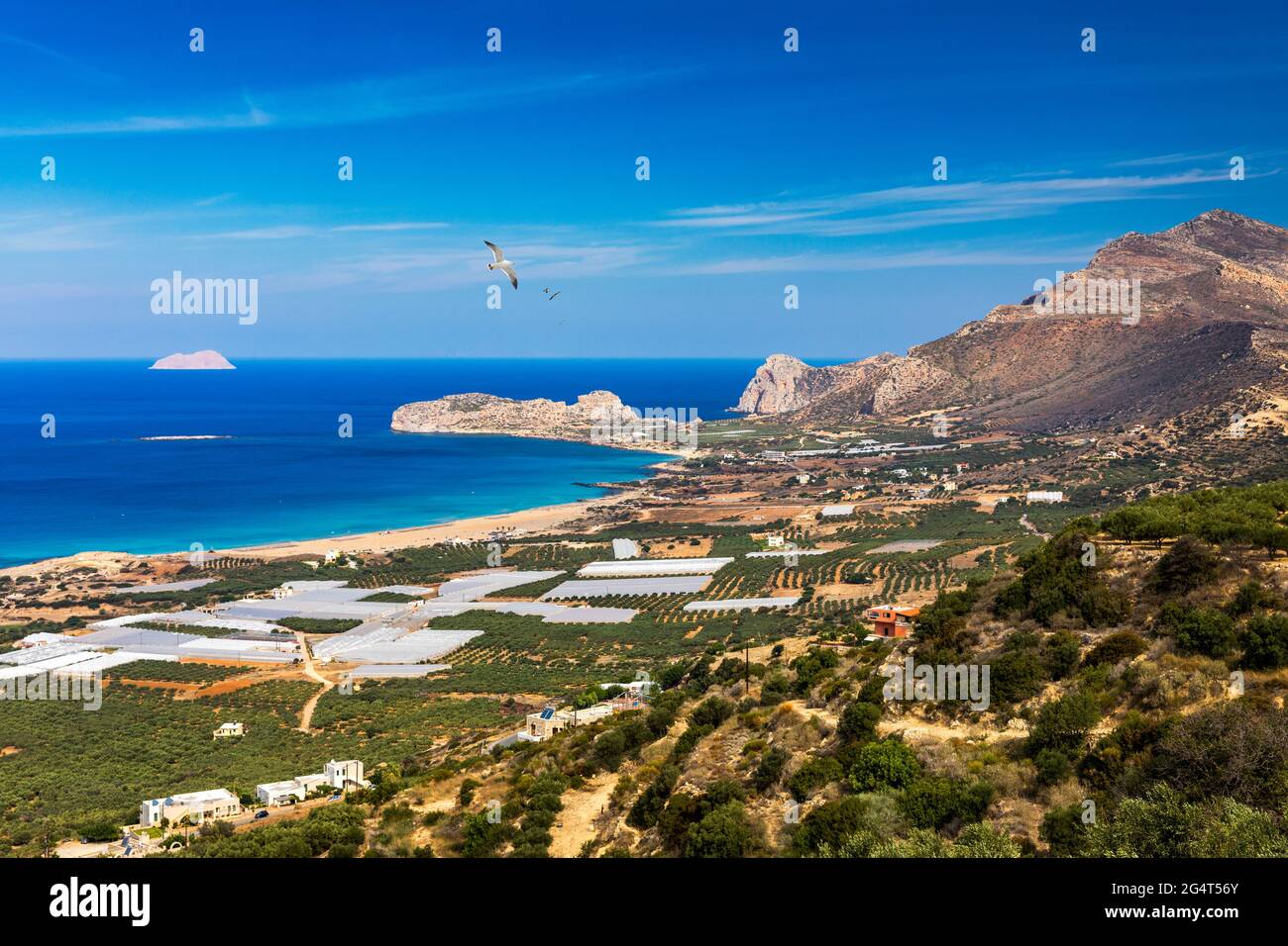 Shot of beautiful turquoise beach Falasarna (Falassarna) in Crete ...