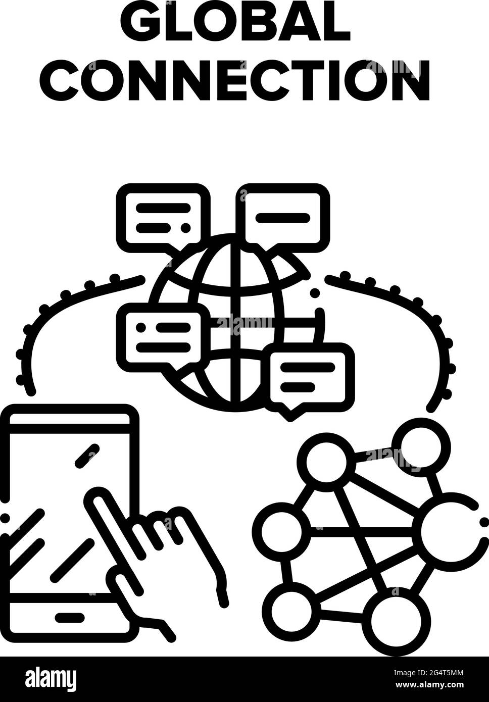 Global Connection Internet Vector Black Illustration Stock Vector Image ...