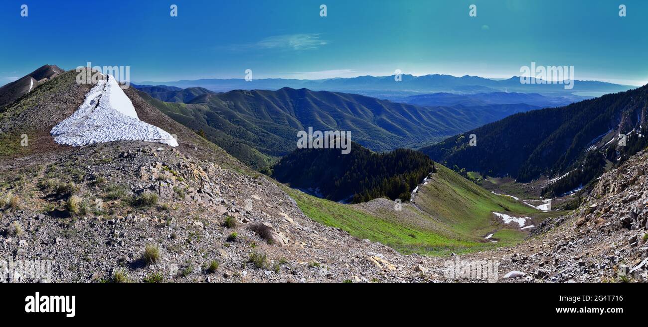 Rocky Mountains Lowe Peak views of Oquirrh range toward Utah Lake ...