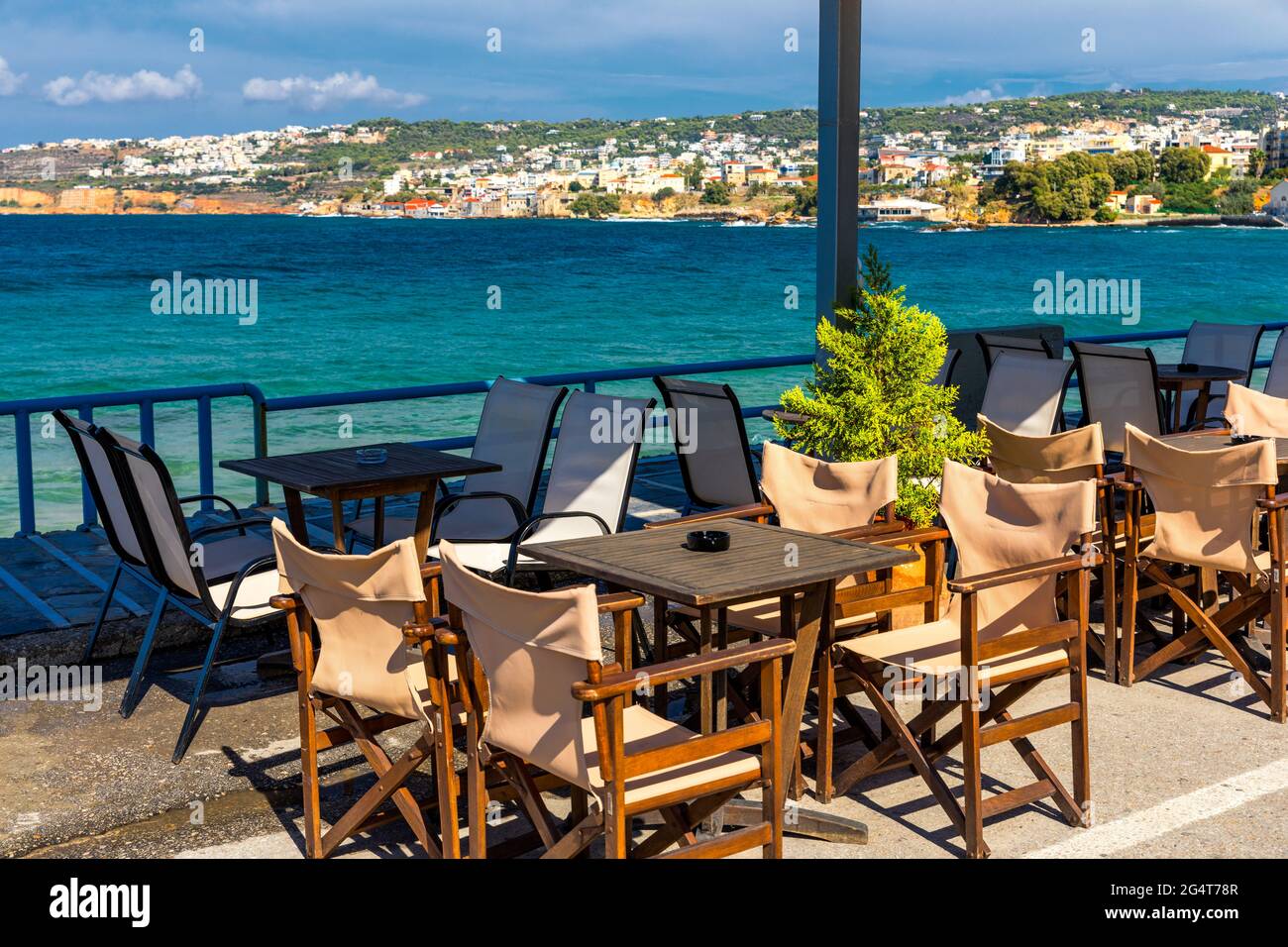 Panoramic aerial view from above of the city of Chania, Crete island ...