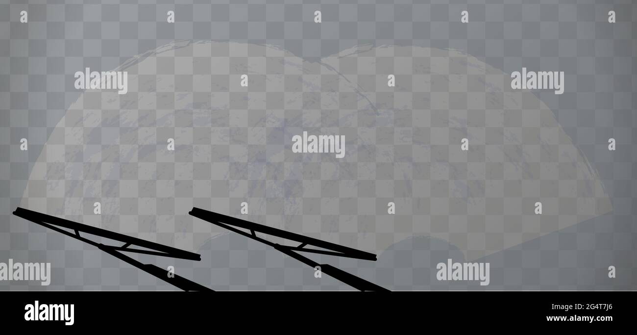 Wide car windscreen with two wiper wipers on transparent Stock Vector ...