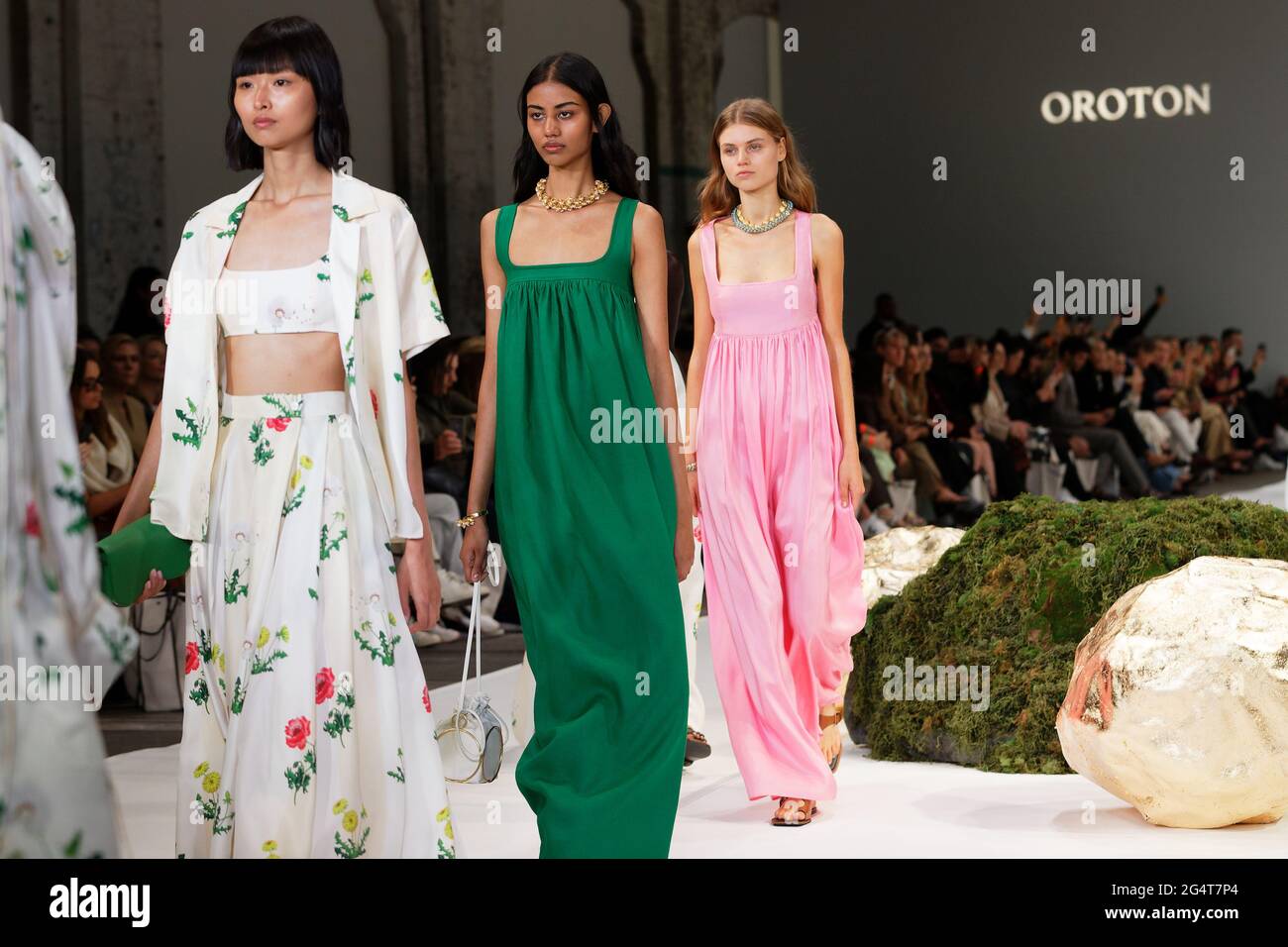 Models walk the runway during the Oroton show during the Afterpay ...