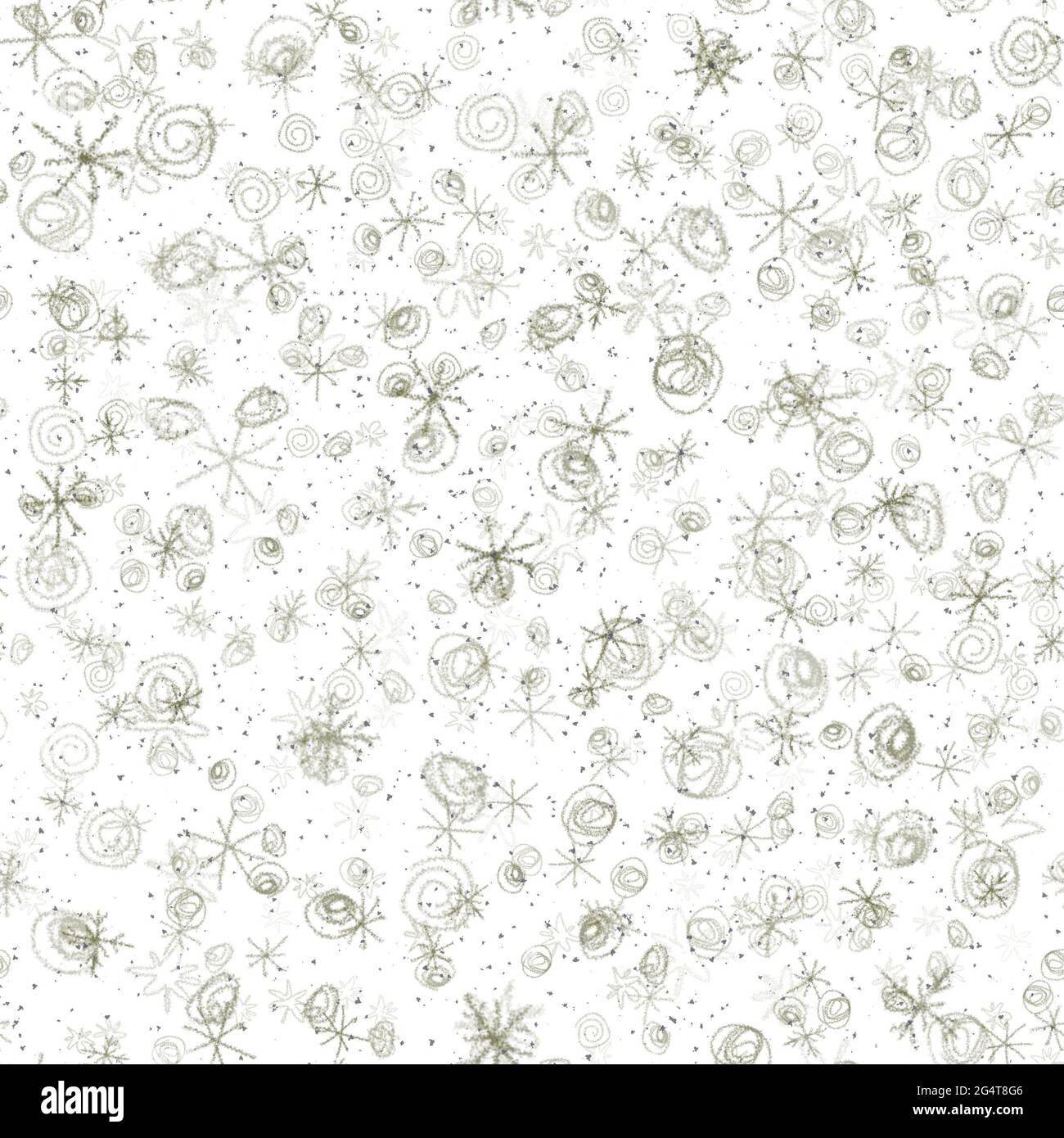 Hand Drawn grey Snowflakes Christmas Seamless Pattern. Subtle Flying ...