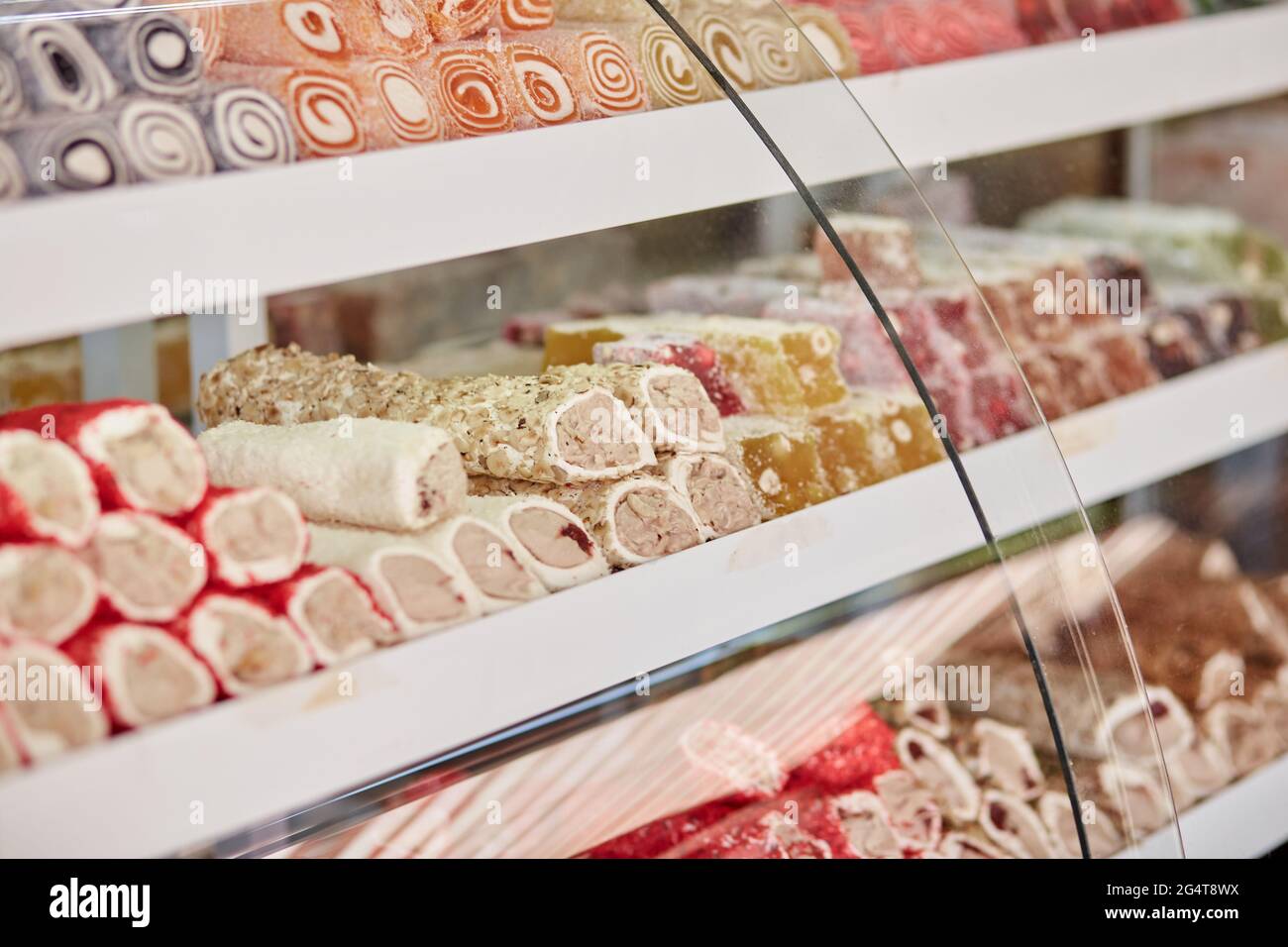 Large selection of Turkish delight in the store. An assortment of ...